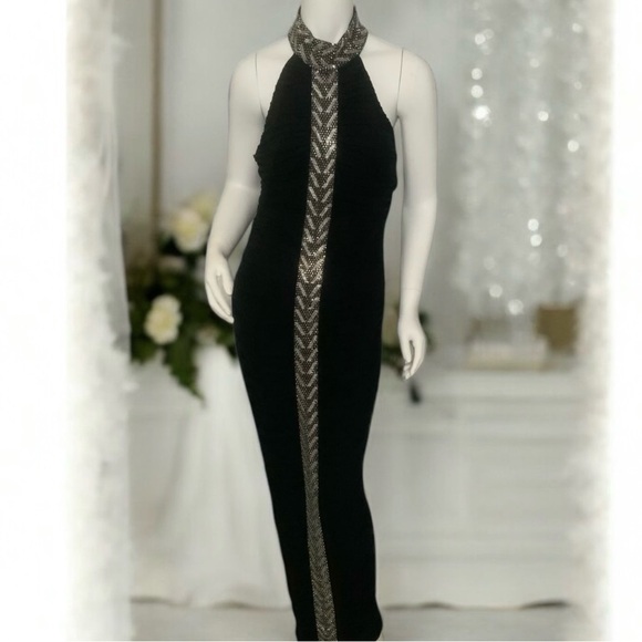 Balmain | Dresses | Balmain Paris Body Con Halter Gown Size 42 33950 ...